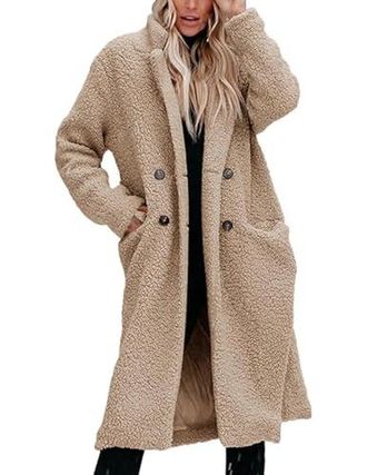Generic Trench d&eacute;contract&eacute; &agrave; manches longues pour femme avec poches - Manteau dhiver &eacute;pais et chaud - Style urbain, kaki, XS