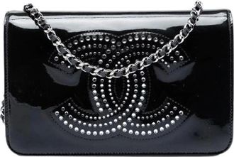 Chanel Portefeuille sur cha&icirc;ne Pre-owned - Femme - Pre-owned - Noir - Taille: ONE Size