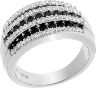 Orphelia Damen-Ring 925 Silber rhodiniert Zirkonia schwarz Brillantschliff Gr. 56 (17.8) - ZR-6084/56