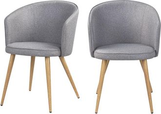 Rendez-Vous Déco Rendez-vous Déco - Lot de 2 chaises en tissu gris clair et pieds en métal - chiara