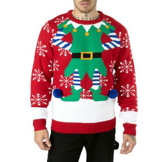 Noroze Neuheit Herren gestrickter Weihnachtspullover | H&auml;ssliche Weihnachtspullover | Herren Winterpullover mit Rundhalsausschnitt und Langen &Auml;rmeln (Rot, XX