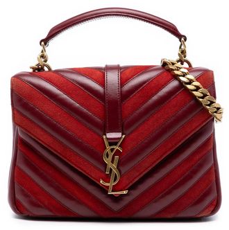 Saint Laurent Hobo Bags - Medium Calfskin and Suede Chevron Monogram College - Gr. unisize - in Rot - f&uuml;r Damen