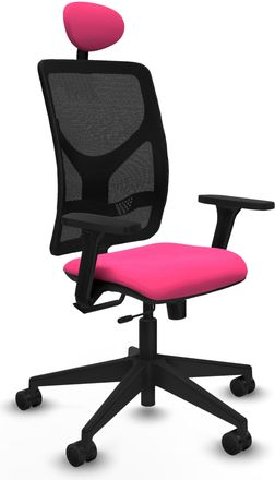 Piqueras y Crespo Computerstuhl mit 3D-Armlehnen, h&ouml;henverstellbarer Lendenwirbelst&uuml;tze und festem Kopfteil, ausgestattet mit Syncro/Traslack und Schneideschaum, Schwar