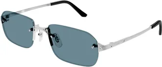 Cartier CT0460S Metal Rectangle Sunglasses - Silver