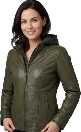 Jilani Lederjacke Iris Jilani Collection - Damen Lederjacke Lammnappa Kapuze olive
