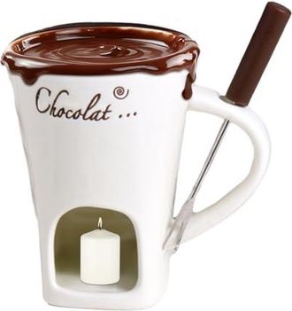 Generic Tasse &agrave; fondue | R&eacute;sistant &agrave; la chaleur portable antiadh&eacute;sif, avec fourchette, ensemble de tasses &agrave; fondue pour tremper, beurre, dessert, boisson, d&icirc;n