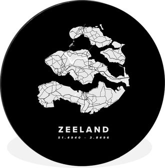 MuchoWow Wandbild Rund Wanddeko Deko Wohnzimmer Bilder 90x90 cm Zeeland - Karte - Niederlande