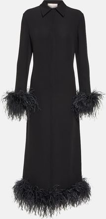 Valentino Midikleid aus Seide mit Federn