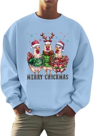 Generic Pull de Noël pour homme à manches longues, sweat-shirt de Noël sans capuche, pull de Noël pour homme avec impression 3D doux et décontracté, pull dhiv