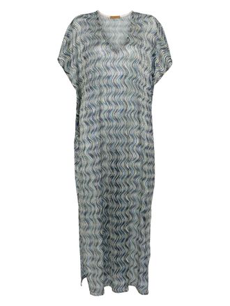 Siyu robe mi-longue à col v - Bleu