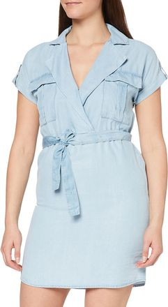 Noisy May Noisy May NOS DE Damen Nmvera S/S Endi Tencel skjorte kjole Noos Kleid, Blau (Light Blue Denim Light Blue Denim), S EU