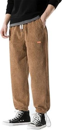 Generic Pantalon de jogging d&eacute;contract&eacute; en velours c&ocirc;tel&eacute; gaufr&eacute; pour homme - Taille &eacute;lastique - Pantalon de travail ample - Pantalon de travail tendance, C, 