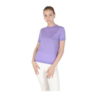 Dee Ocleppo Femme, Tops, Violet, Taille: 44 FR Crown of Edinburgh Cashmere Short Sleeve Knit Top L Logo