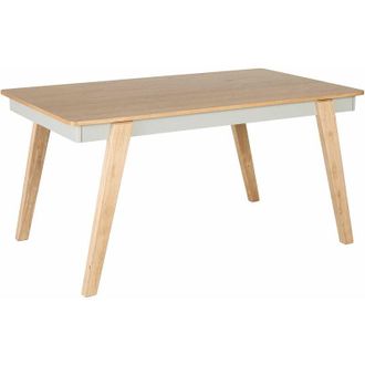 Beliani Esstisch Helle Eiche und Grau MDF-Tischplatte mit Holzbeinen 150 x 90 cm Rechteckig f&uuml;r 4 Personen Moderner Stil Esszimmer K&uuml;che Wohnk&uuml;che