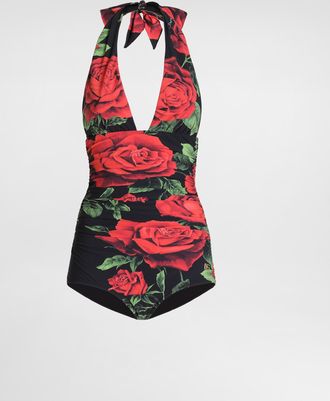 Dolce & Gabbana Einteiliger Badeanzug Mit Rosenprint - Frau Bademode Mehrfarbig 2
