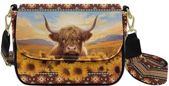 Hugs Idea Sac à main à bandoulière en cuir pour femme avec poche intérieure, portefeuille tendance, Imprimé tribal de tournesol, Taille unique