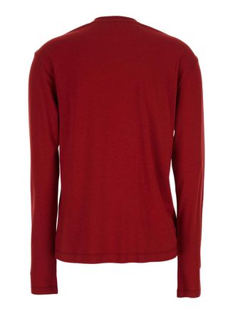 Toteme Womens T-Shirt Crew Neck Long Sleeve Red Lyocell T-Shirts & Jerseys