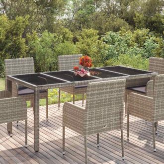 vidaXL Vidaxl - Table de jardin en r&eacute;sine tress&eacute;e avec dessus en verre tremp&eacute; - 190x90x75cm - R&eacute;sistante aux intemp&eacute;ries - Capacit&eacute; 110kg