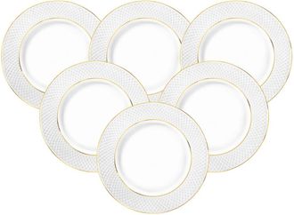 Wilmax England Wilmax - Teller mit Goldmuster - 6 St&uuml;ck - &Oslash; 28cm - Wei&szlig;er Essteller aus Porzellan - Speiseteller - Sp&uuml;lmaschinenfest - Fr&uuml;hst&uuml;cksteller - Kuchentelle