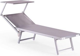 Mobili Rebecca Rebecca Mobili Sonnenliege Graue Aluminium mit Verstellbarem Sonnendach f&uuml;r Garten und Strand