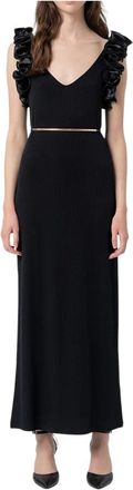 Fracomina Femme, Robes, Noir, Taille: 38 FR Robe longue moulante &agrave; c&ocirc;tes