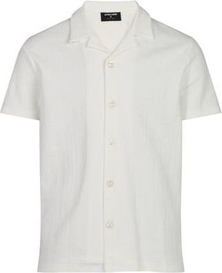 Strellson Chemise col cubain &agrave; manches courtes en coton m&eacute;lang&eacute;
