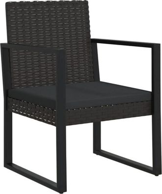 vidaXL Gartensessel mit Kissen Schwarz Poly Rattan vidaXL