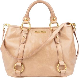 Miu Miu Crossbody Bags - Miu Miu Classic Leather City Handbag - Gr. unisize - in Beige - f&uuml;r Damen