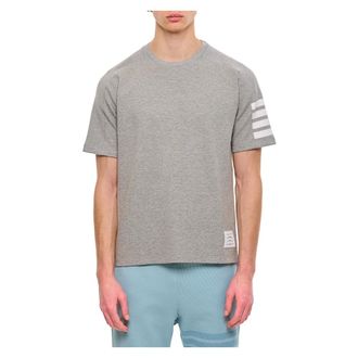 Thom Browne Homme, Tops, Gris, Taille: M T-shirt &agrave; rayures 4-Bar en coton