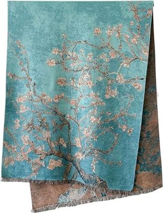 GFM Foulard Ch&acirc;le Style Pashmina Texture Cachemire Femme Automne Hiver No&euml;l (FRLSHL-CC), Fleur damandier, L