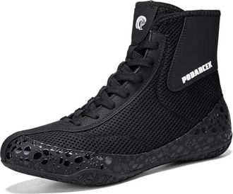 Generic Chaussures De Boxe pour Hommes Montantes, Respirantes, &Agrave; Lacets, pour La Boxe, Le Kickboxing, Le Gym Et Les Comp&eacute;titions Sportives,Noir,39 EU