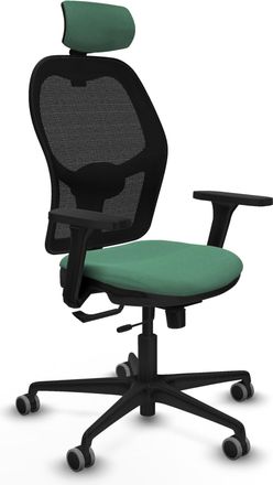 Piqueras y Crespo Ergonomischer verstellbarer Chorquera Stuhl mit 3D-Armen, h&ouml;henverstellbare Lendenwirbelst&uuml;tze und h&ouml;henverstellbares Kopfteil, Schwarz / Smaragdgr&uuml;n