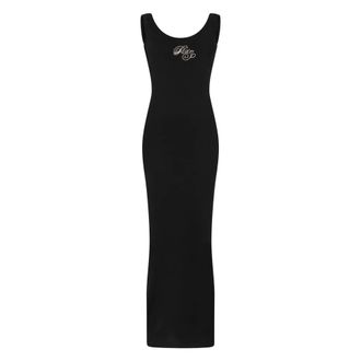 Philipp Plein Femme, Robes, Noir, Taille: 38 FR Maxi Tank Dress Signature