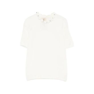 Valentino Garavani Femme, Pulls, Blanc, Taille: 38 FR Maille &agrave; col rond