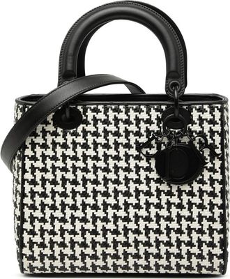 Dior Hobo Bags - Medium Calfskin Woven Houndstooth Lady Dior - Gr. unisize - in Schwarz - f&uuml;r Damen