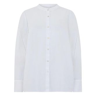 120% Lino Femme, Blouses et Chemises, Blanc, Taille: 46 FR Chemise en lin avec boutons