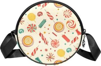 Generic Sac &agrave; bandouli&egrave;re rond pour femme, petit sac &agrave; bandouli&egrave;re avec fermeture &eacute;clair, bretelles r&eacute;glables, style d&eacute;contract&eacute;, pour femmes et filles