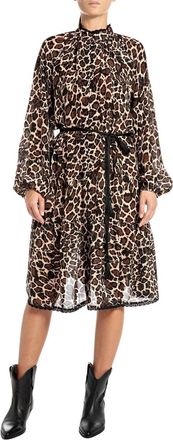 Replay Damen Blusenkleid Langarm mit Gürtel, Mehrfarbig (Brown/Black/Sand 010), M