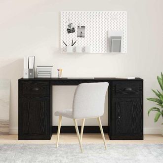 vidaXL vidaXL Bureau avec armoire avec tiroir Ch&ecirc;ne noir 154,5 x 50 x 75 cm