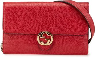Gucci Hobo Bags - Leather Interlocking G Dollar Wallet on Chain - Gr. unisize - in Rot - f&uuml;r Damen