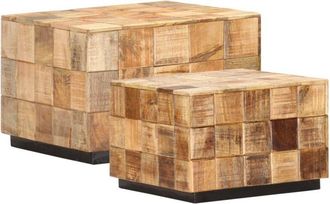vidaXL Vidaxl - Tables basses 2 pcs avec design de blocs Bois de manguier brut