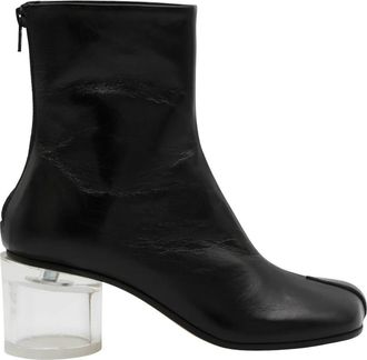 Maison Margiela Stiefel - Split-Toe Black Leather Boots With Transparent Hee - Gr. 38,5 (EU) - in Schwarz - f&uuml;r Damen