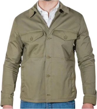 H&egrave;SKIMO Homme, Vestes, Vert, Taille: 2XL Giubbino in misto cotone overshirt tecnico