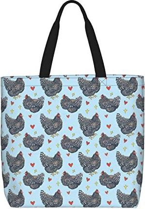Generic Sac Fourre-Tout Motif De Coq Et De Poulet Femmes Sac &Agrave; Bandouli&egrave;re Pliable De Grande Capacit&eacute; Sacs En Toile &Eacute;paule, Pour &Eacute;cole, Femmes, Filles, Burea