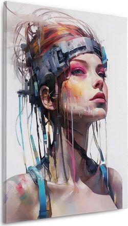 Wallario Leinwandbild Digitale Visionärin - Wandbild 60 x 90 cm: Kunstdruck | Brillante lichtechte Farben | hochauflösend | verzugsfrei