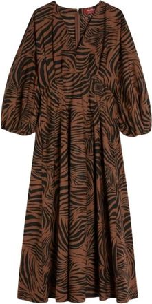 Max Mara Femme, Robes, Brun, Taille: 38 FR Robe Longue &agrave; Motif Imprim&eacute;