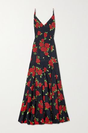 Markarian Marylin Robe Aus Crêpe De Chine Mit Blumenmuster Und Falten - Rot