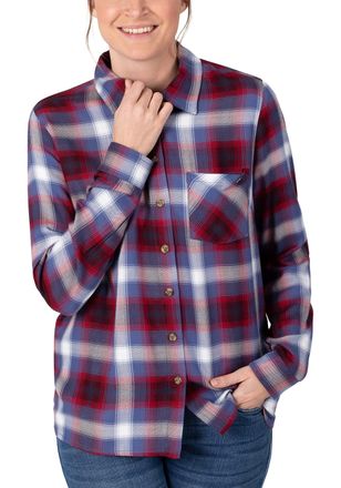 Timezone Damen Boyfriend Fit Blouse Bluse, Blue red Multicolor, XS