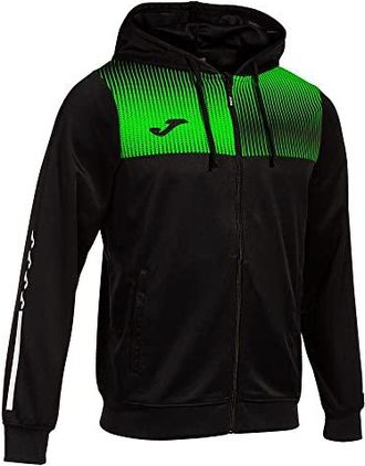 Joma Eco Supernova Veste à Capuche, Noir/Vert Fluo, XL Homme