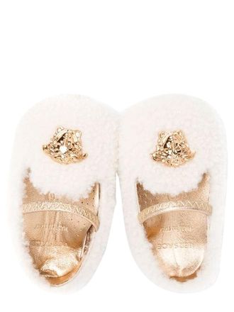 Versace Shearling Ballet Flat - White